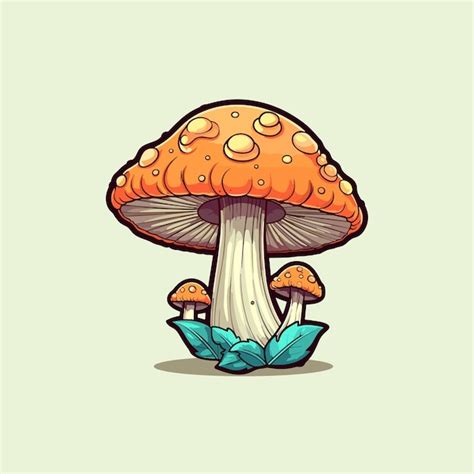 Premium Vector Agaricus Bisporus Kawaii Cartoon Illustration