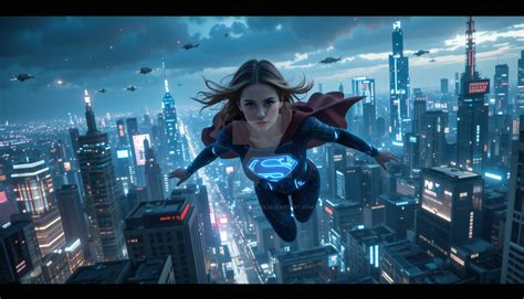 Supergirl Above The Neon Glow By Immortal Heroes On Deviantart