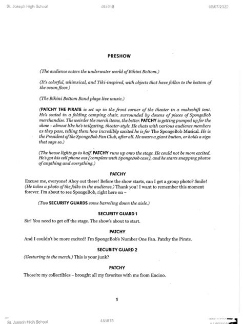 Spongebob The Musical Script Pdf