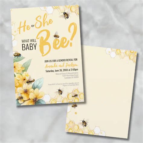 Bee Gender Reveal Invitation Zazzle