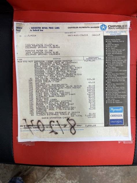 68 Imperial Crown Coupe Fender Decoder For C Bodies Only Classic Mopar Forum