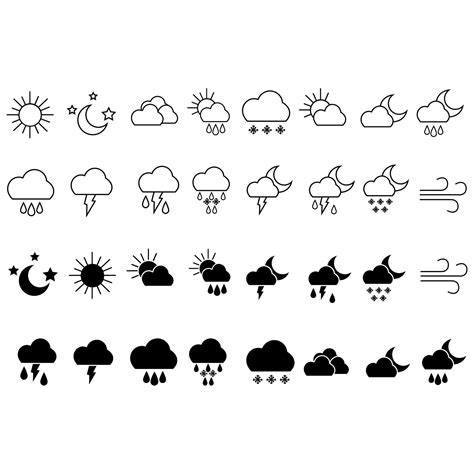 Weather Icon Vector Set Synoptic Illustration Sign Collection Weather Forecast Symbol Or Logo