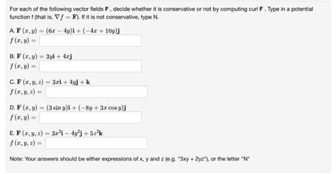solved for each of the following vector fields f decide