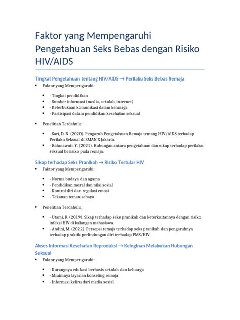 Faktor Variabel Seks Bebas Hiv Pdf