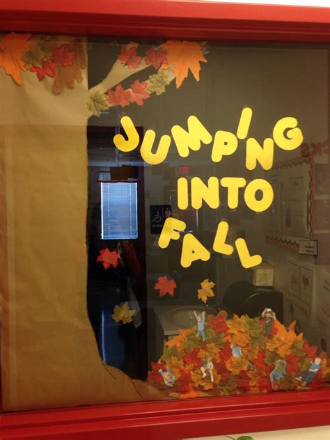 Jumping Into Fall Classroom Window Decorations