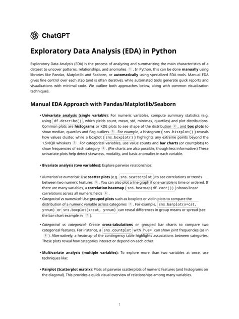 Exploratory Data Analysis Eda In Python Pdf Skewness