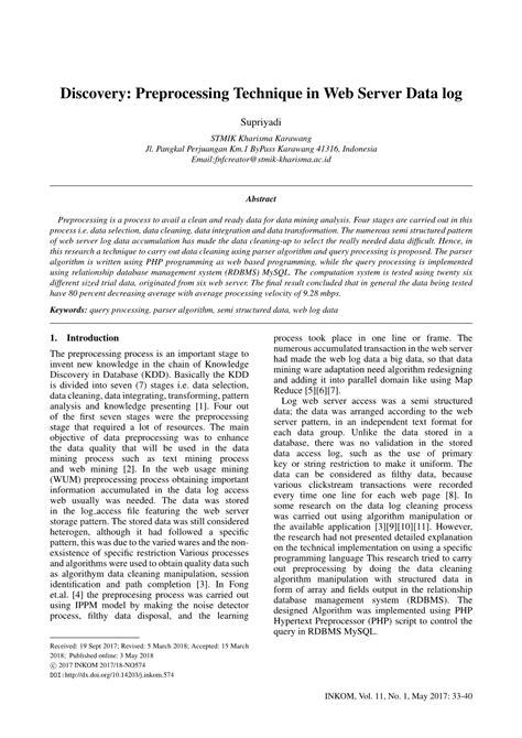 Discovery Preprocessing Technique In Web Server Data Log Docslib