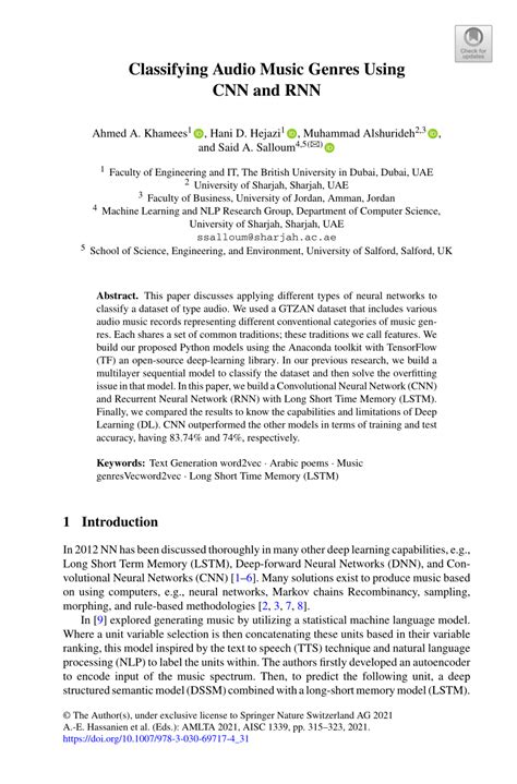pdf classifying audio music genres using cnn and rnn