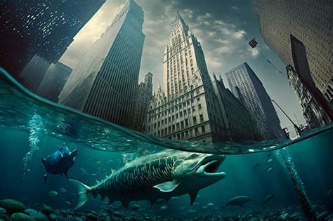 Premium Photo Manhattan Submerged Generative Ai