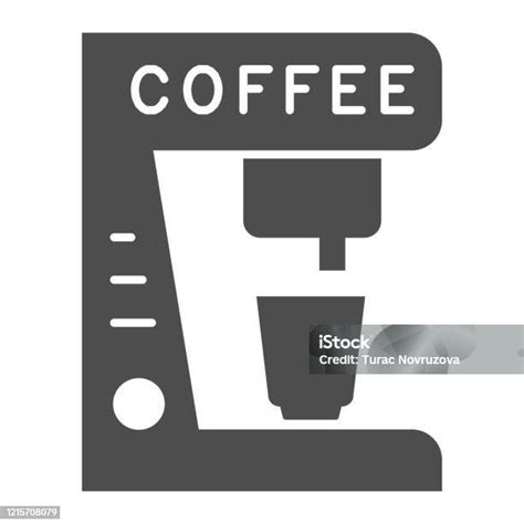 커피 머신 과 컵 솔리드 아이콘 뜨거운 음료 기호 흰색 배경에 문말 스타일의 그림을 만들기위한 주방 용품 모바일 컨셉 웹
