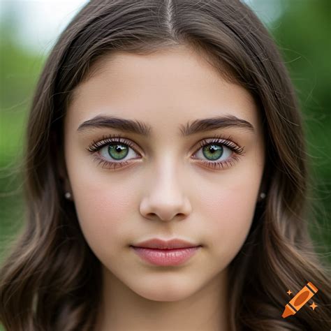 Girl With Arched Eyebrows Green Eyes And Brown Hair On Craiyon