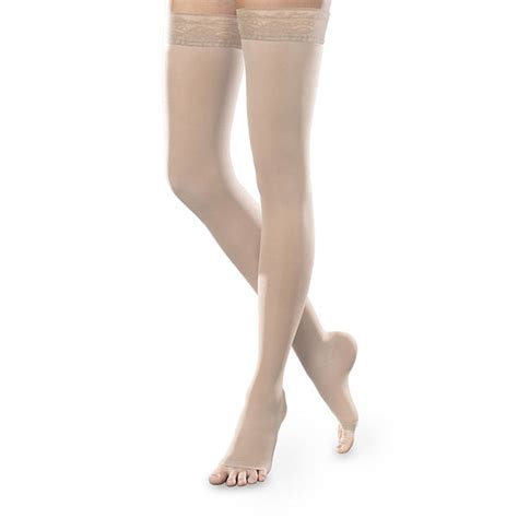 Therafirm Ease Sheer Open Toe Thigh Highs Wsilicone Band 15 20 Mmhg