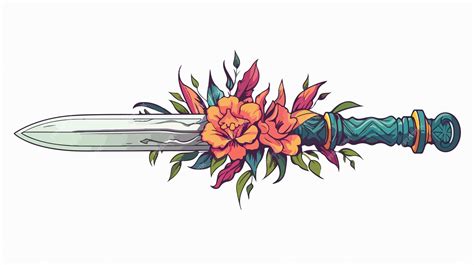 Vibrant Colored Dagger Vector Illustration On White Background