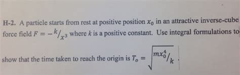 Solved A Particle Starts From Rest At Positive Position X In Chegg Com