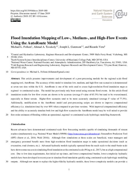 Pdf Flood Inundation Mapping Of Low Medium And High Flow Events Using The Autoroute Model