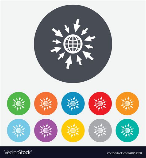 Go To Web Icon Globe With Mouse Cursors Royalty Free Vector