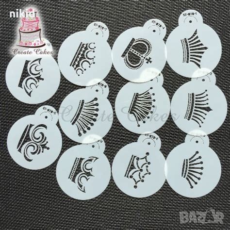 11 вида Корона Корони шаблон шаблони стенсил за торта бисквитки украса декор и др в Други в гр