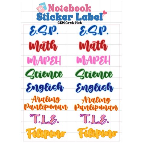 Gem Notebook Subject And Name Sticker Labe Taylor Swift Grade 7 To 10