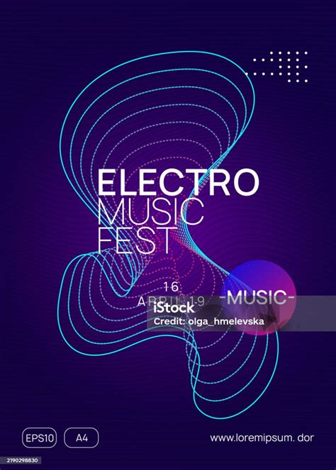 댄스 배너 그린 파티 세트입니다 콘서트 초대 사이키델릭 비트 일러스트 테크노 트랜스 요소 바이올렛 디스코텍 포스터 디제이 플라이어 블루 댄스 배너 Dj에 대한 스톡 벡터