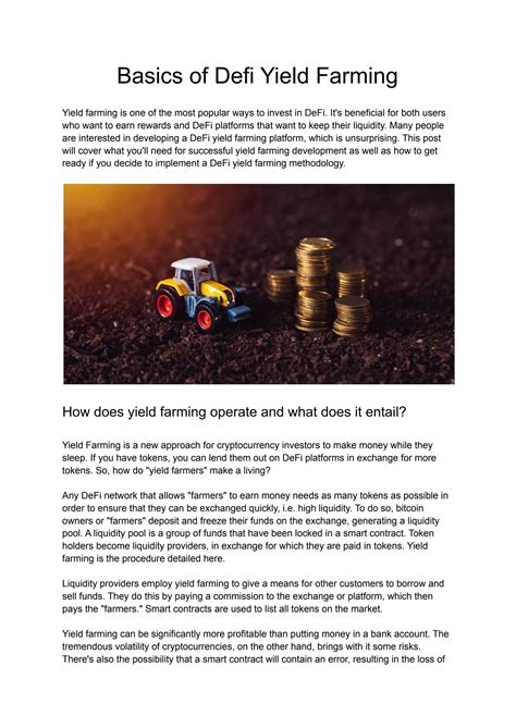 Basics Of Defi Yield Farming By Jennifer Watson Issuu