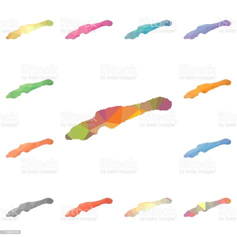 리틀 케이먼 기하학적 다각형 모자이크 스타일의 섬 지도 컬렉션입니다 개체 그룹에 대한 스톡 벡터 아트 및 기타 이미지 개체 그룹 관광객 국기 Istock