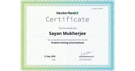 Sayan Mukherjee On Linkedin Hackerrank Skill Certificate