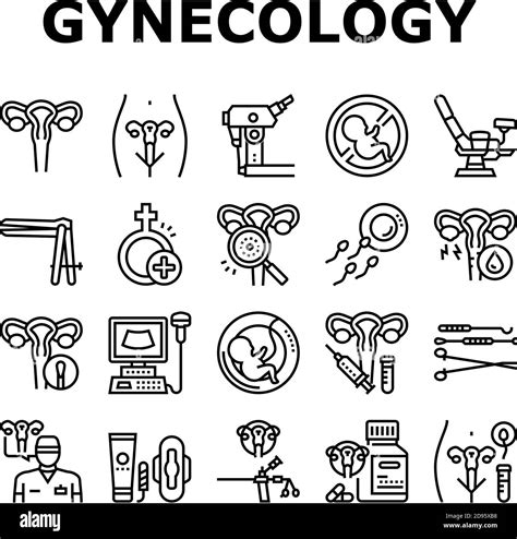 Gynecology Treatment Collection Icons Set Vector Sign Stock Vector
