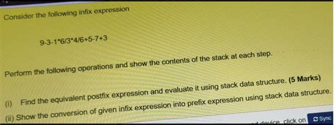 solved consider the following infix expression