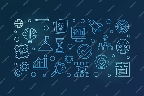 Premium Vector Brainstorm Outline Blue Vector Horizontal Illustration