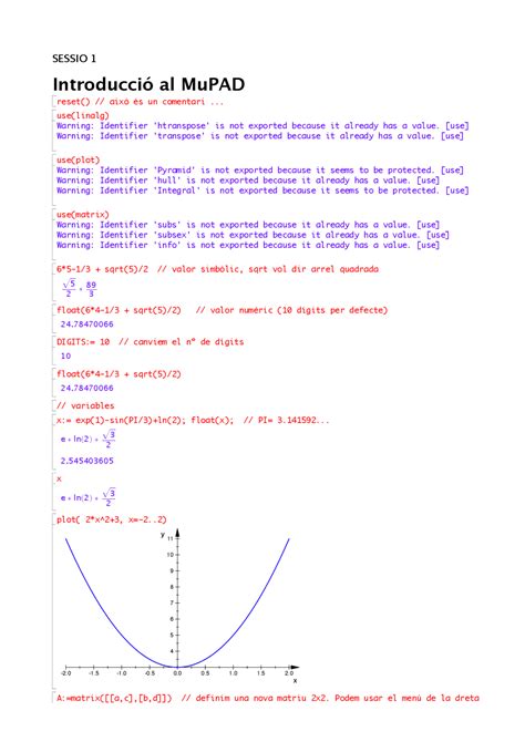 Sessió 1 Mupad Mates Docsity