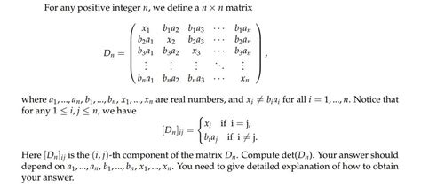 Solved For Any Positive Integer N We Define A Nn Matrix Chegg