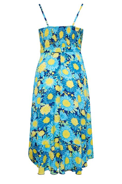 Yours Plus Size Blue Floral Print Frill Hem Dress Yours Clothing