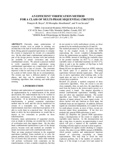 Pdf An Efficient Verification Method For A Class Of Multi Phase Sequential Circuits