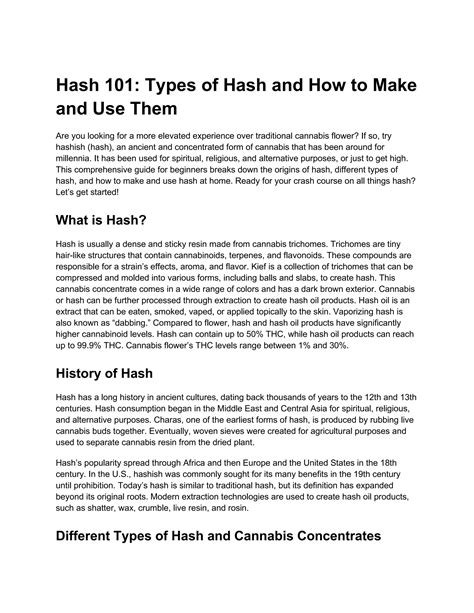 Types Of Hash And How To Make And Use Them Pdf