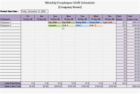 Free Excel Employee Schedule Spreadsheet Binjes