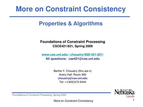 ppt foundations of constraint processing csce421 821 spring 2009