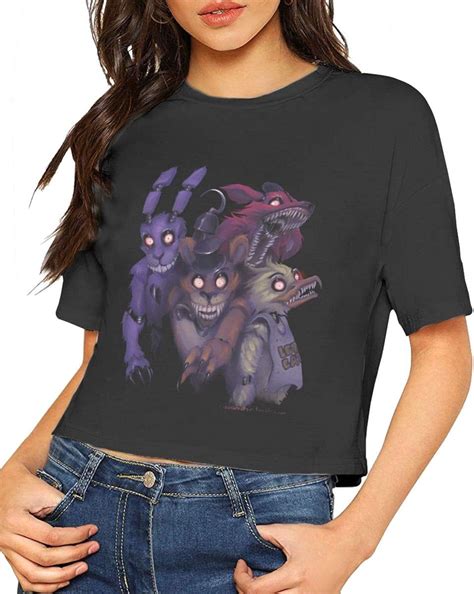 Fnaf Five Nights At Freddys Womens Sexy Exposed Navel Female T Shirt Bare Midriff Crop Top