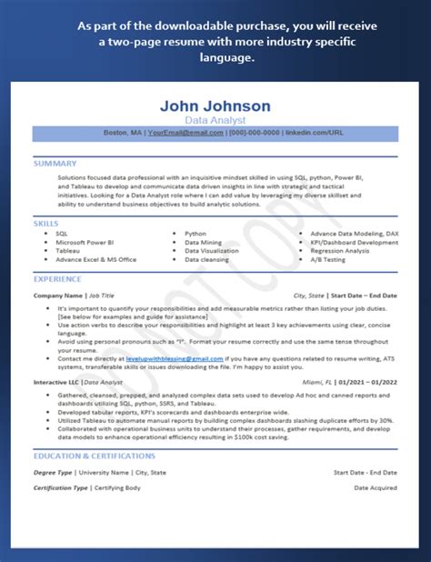 Data Analyst Resume Data Analyst Data Ats Resume Resume Examples Resume Template Data