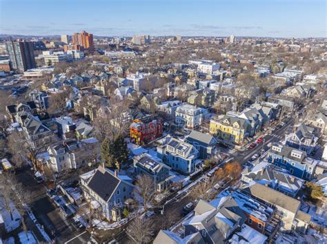 Cambridge Historic Residential Area Aerial View MA USA Stock Image