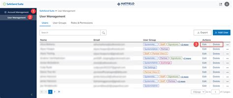 Account Management User Management Safesend Returns