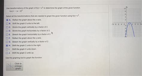 Solved Use Transformations Of The Graph Of Fx X2 To
