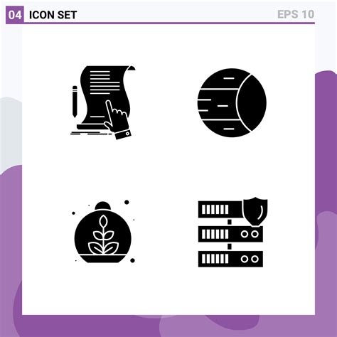 4 Thematic Vector Solid Glyphs And Editable Symbols Of Contract