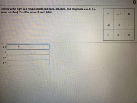 Solved Shown To The Right Is A Magic Square All Rows
