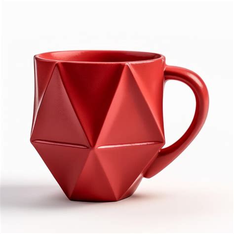 Premium Photo Geometric Red 3d Printed Coffee Mug With Photorealistic Detail