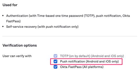 enable okta verify push notification in oie