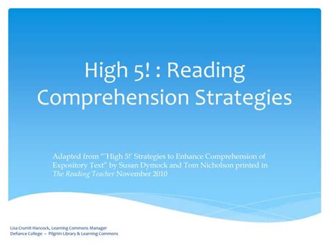Reading Comprehension Strategies Pptx