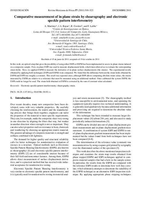 Pdf Measurement Of In Plane Strain With Shearography And Electronic Speckle Pattern Interferometry