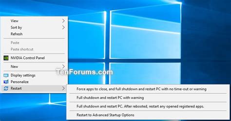 Add Restart Context Menu In Windows 10 Tutorials