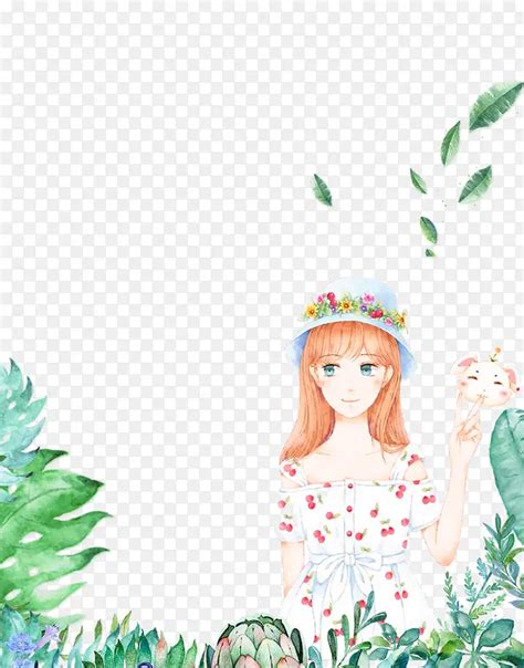 卡通手绘唯美春季女孩插画png图片素材下载图片编号ygdzaepq 免抠素材网