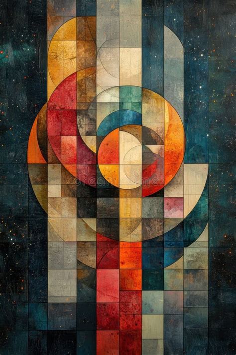 Modern Multicolored Abstract Geometric Pattern Geometric Shapes Lines Radial Textures Stock